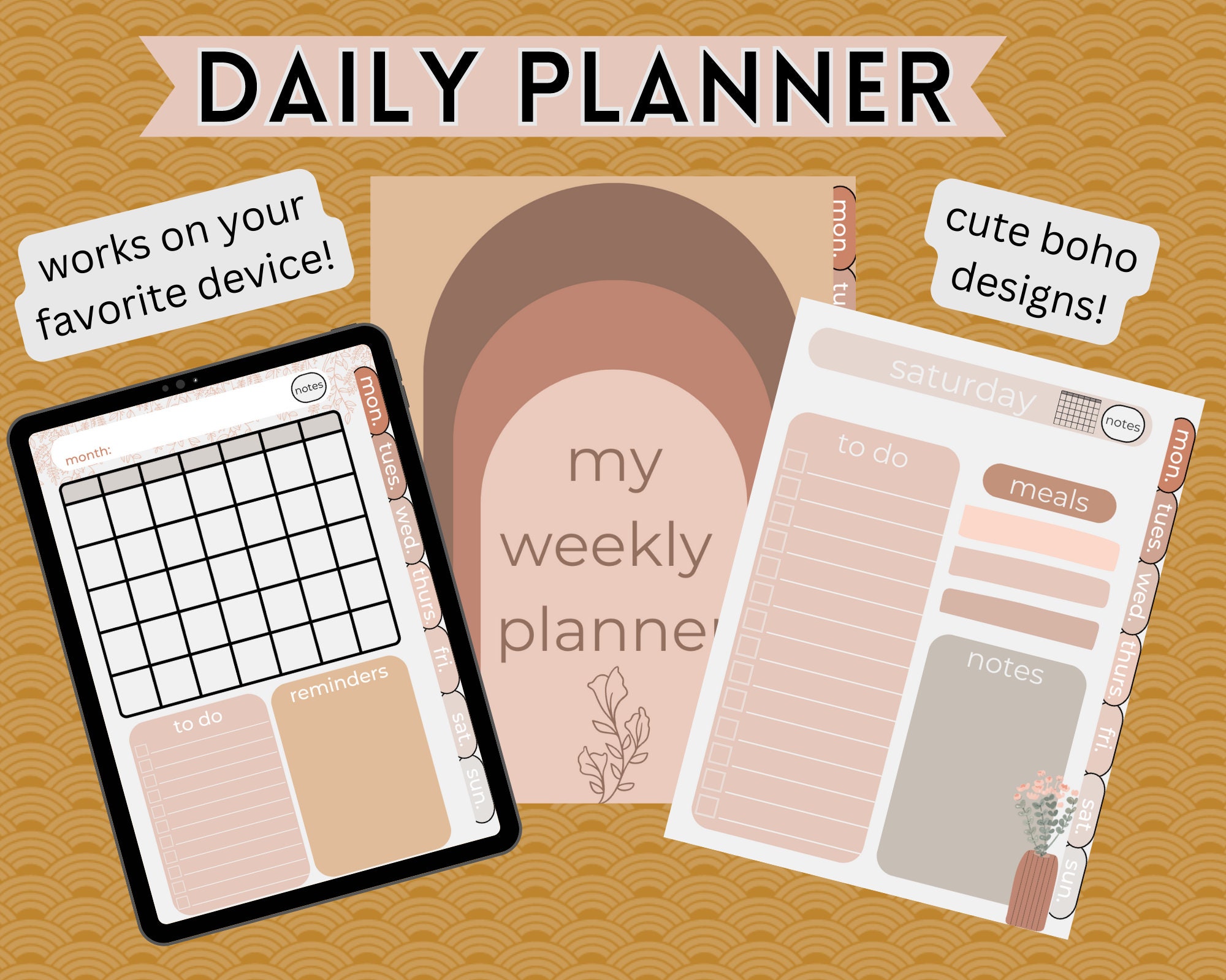 Minimalist "boho" Planner | WEEKLY AND DAILY Planner | Ransonsdesigns ...