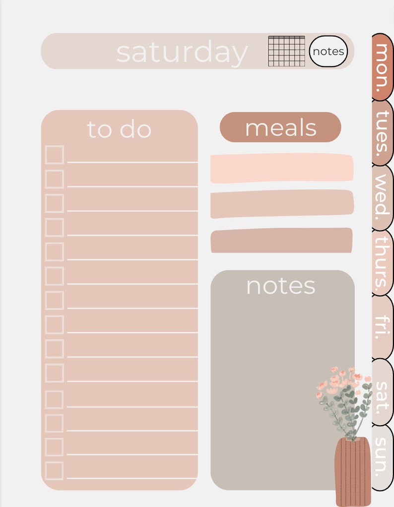 Minimalist boho Planner WEEKLY AND DAILY Planner Ransonsdesigns Adhd ...