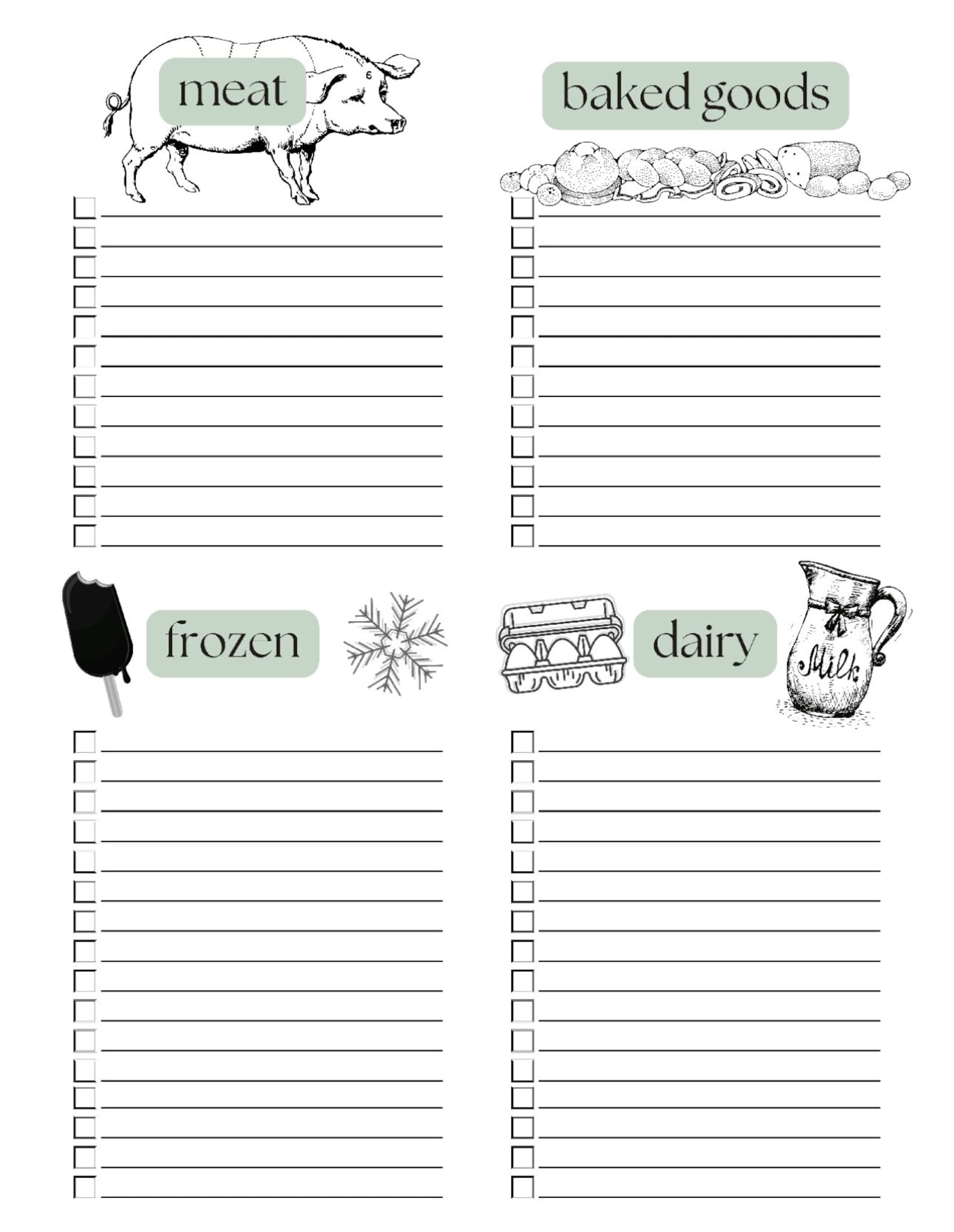 Grocery/shopping List "sketchy Food" Design | Goodnotes and Remarkable ...