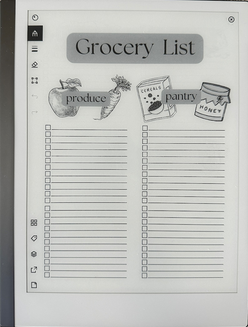 Grocery/shopping List "sketchy Food" Design | Goodnotes and Remarkable ...