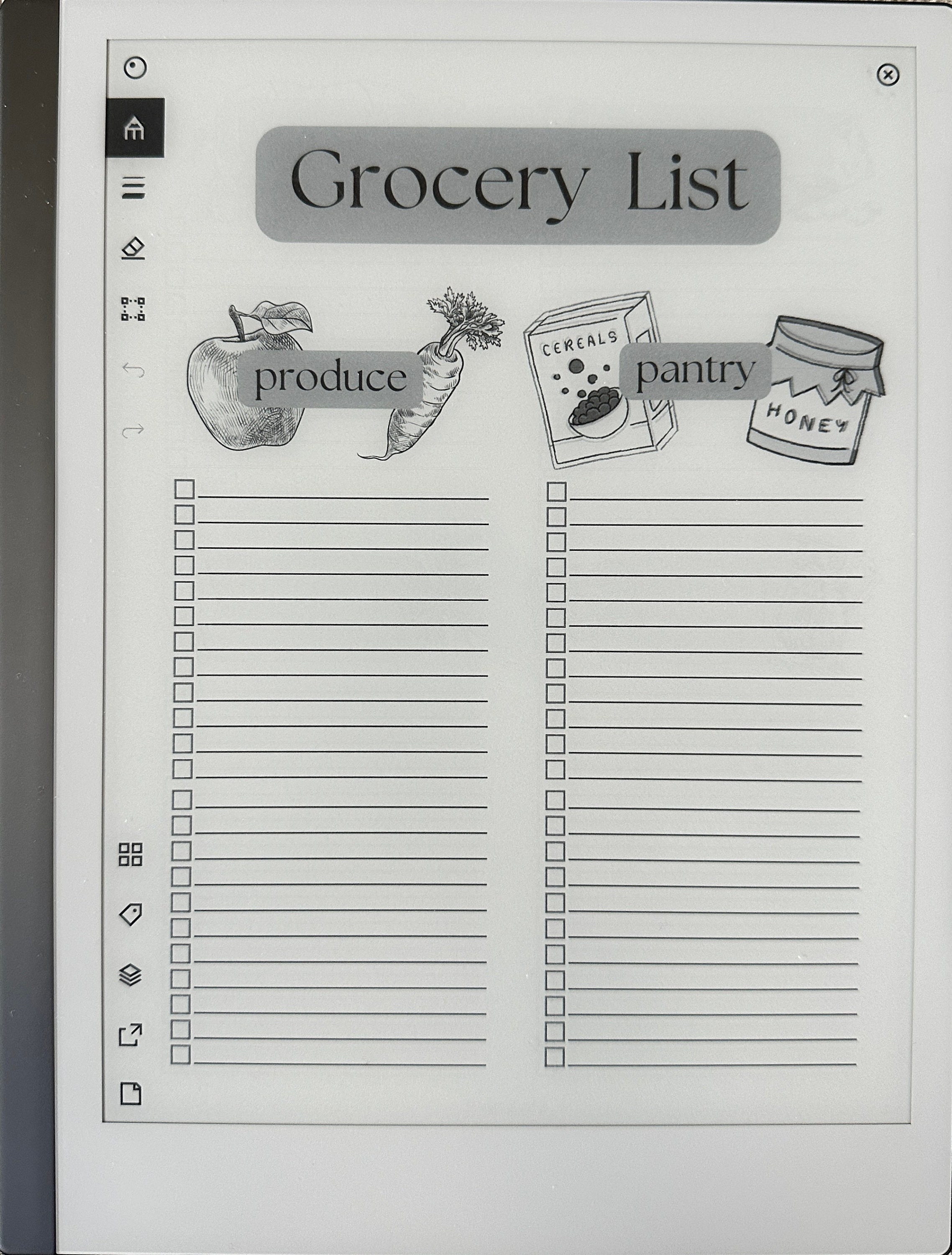 Grocery/shopping List "sketchy Food" Design | Goodnotes and Remarkable ...
