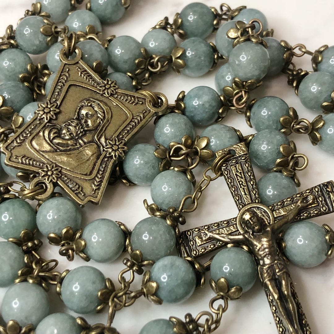 Handmade Green Jade Rosary - Etsy