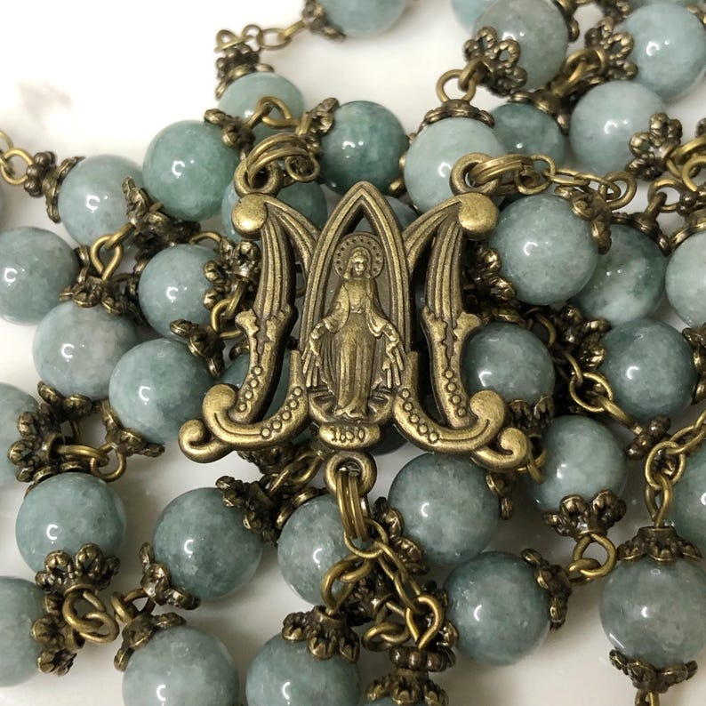 Handmade Green Jade Rosary - Etsy