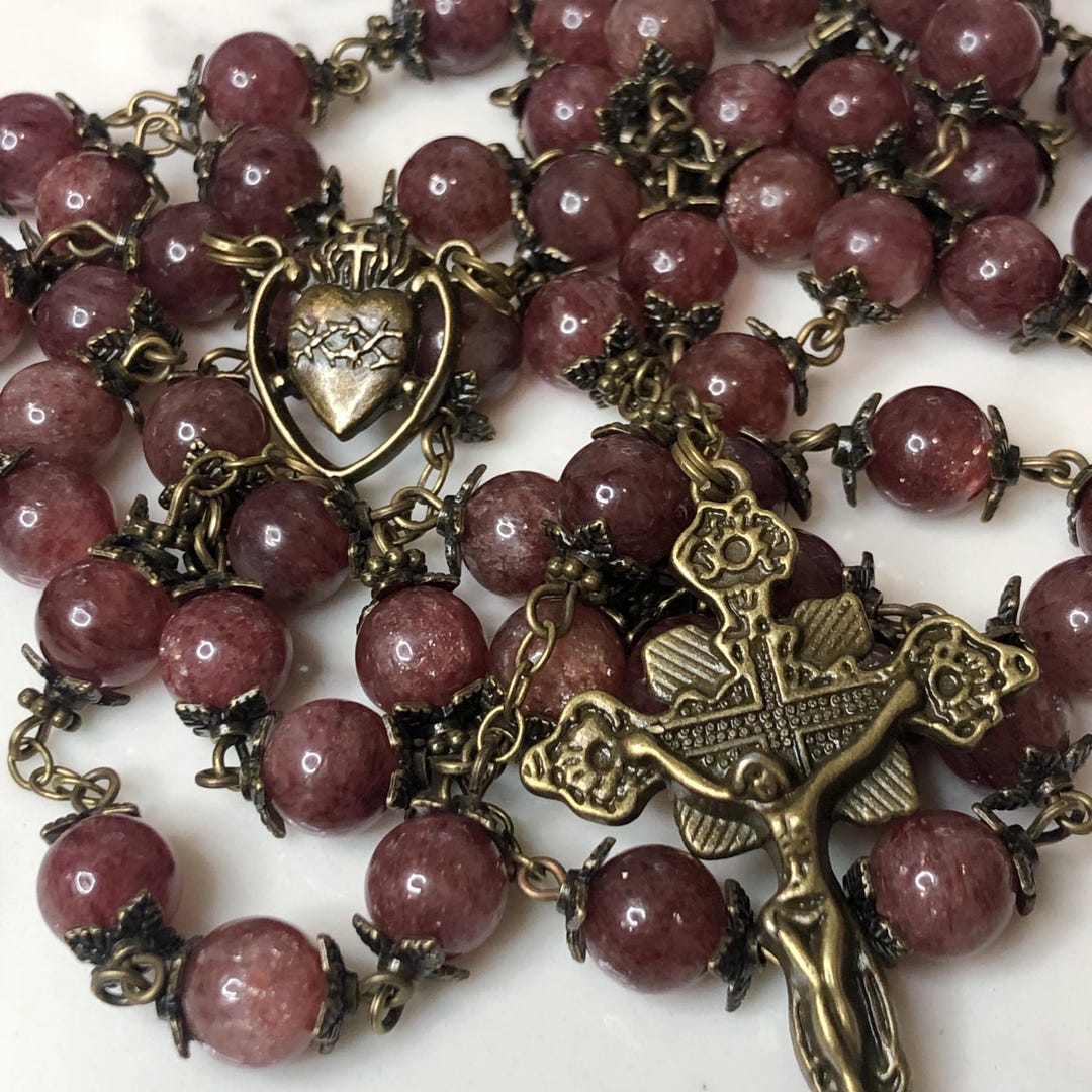 Handmade Dark Red Quartz Rosary - Etsy