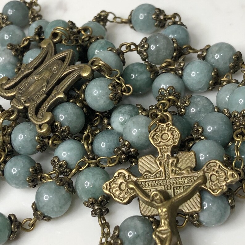 Handmade Green Jade Rosary - Etsy