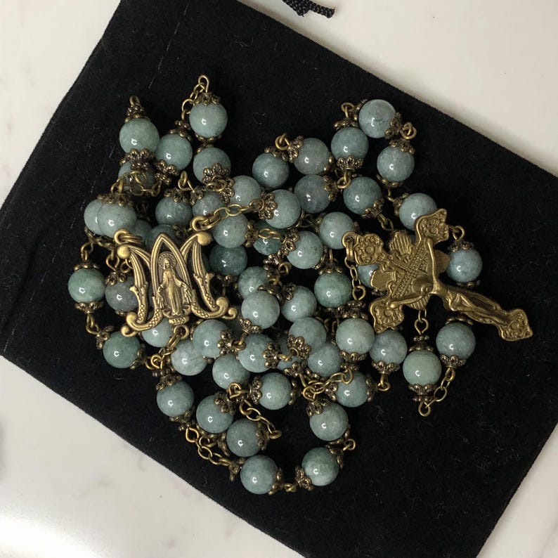 Handmade Green Jade Rosary - Etsy