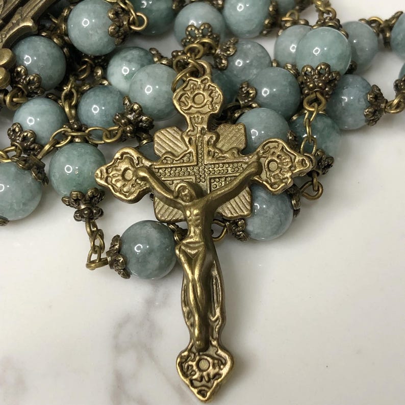 Handmade Green Jade Rosary - Etsy
