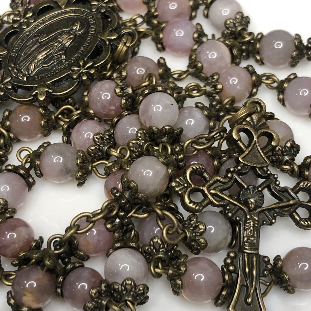 Handmade Purple Rose Quartz Rosary - Etsy