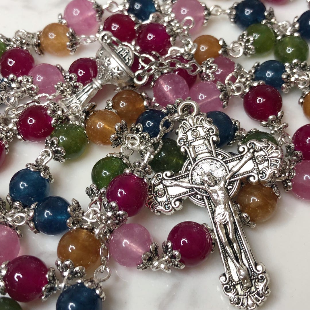 Handmade Rainbow Jade First Communion Rosary - Etsy