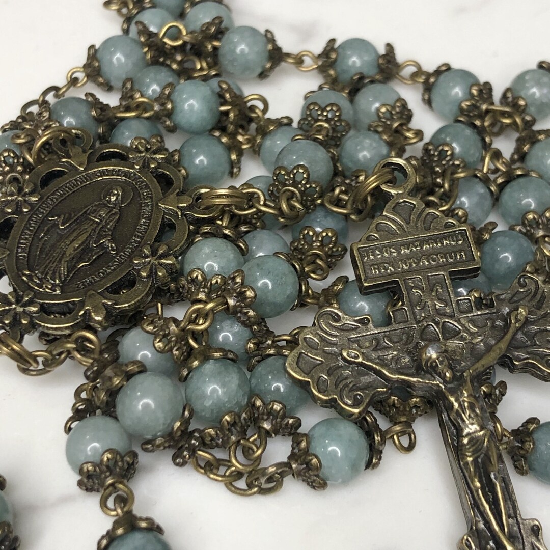 Handmade Green Jade Rosary - Etsy