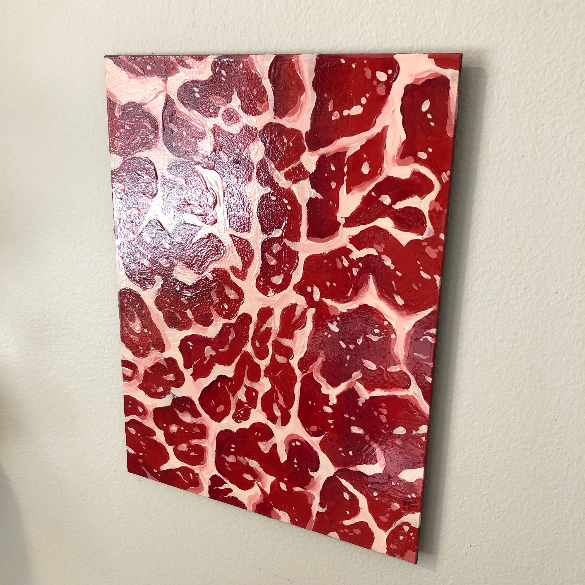 Meat Marble 001 Steak Oil Painting by T Fallon, Oil on 6x8 Flat Panel ...