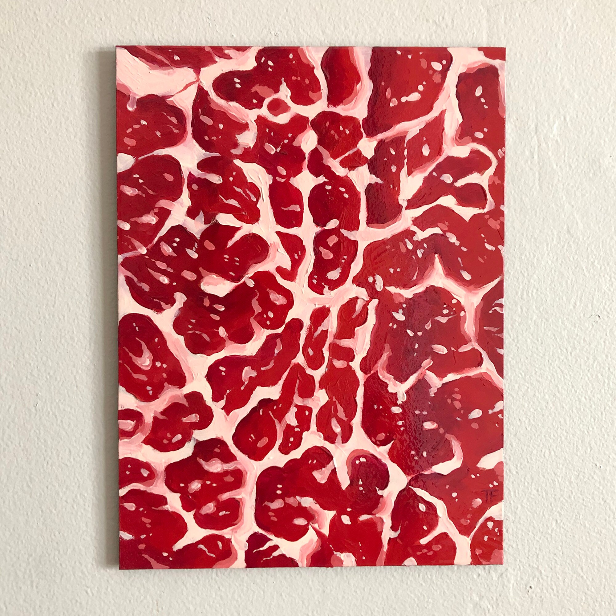 Meat Marble 001 Steak Oil Painting by T Fallon, Oil on 6x8 Flat Panel ...