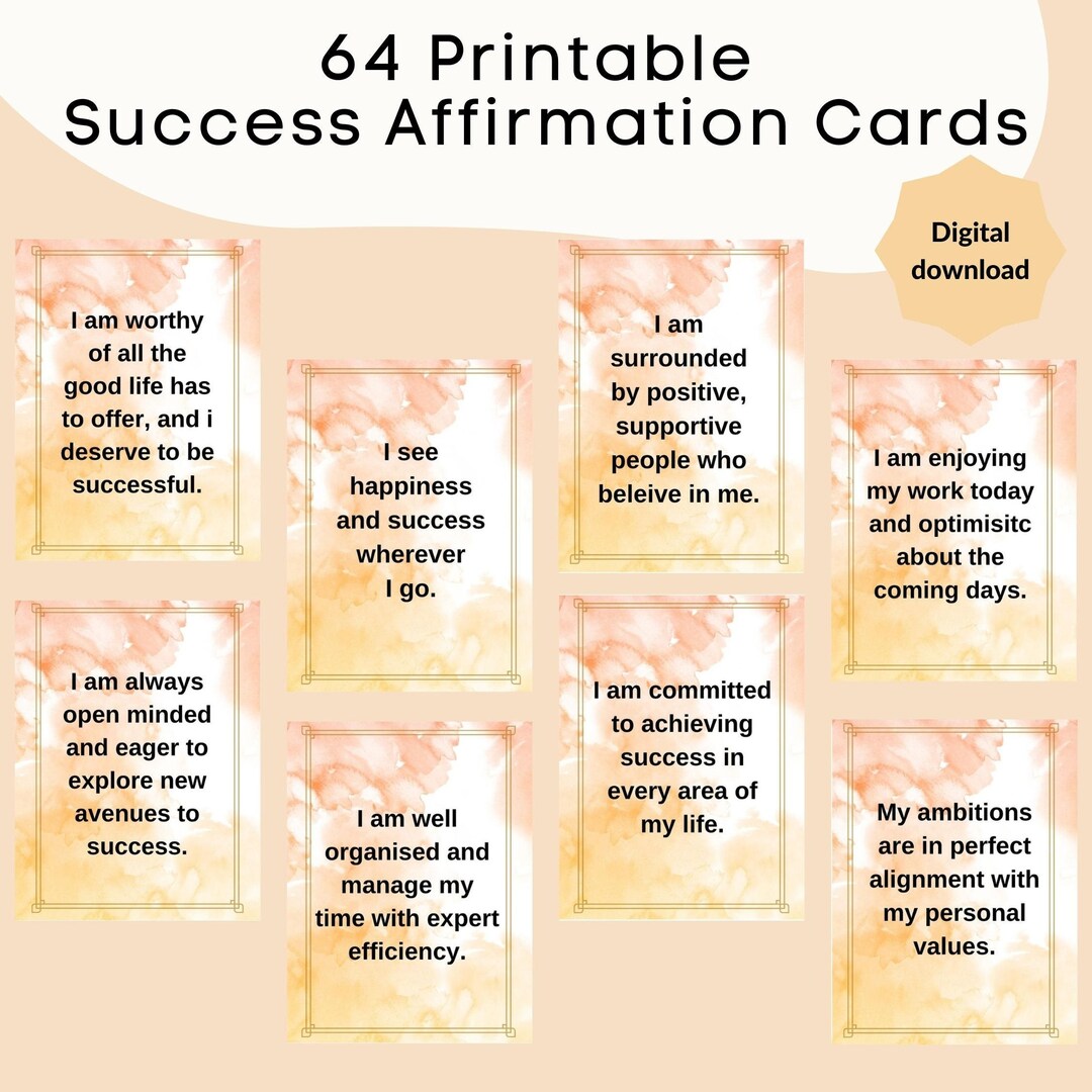 Printable Success Affirmation Cards for Daily Motivation - Etsy
