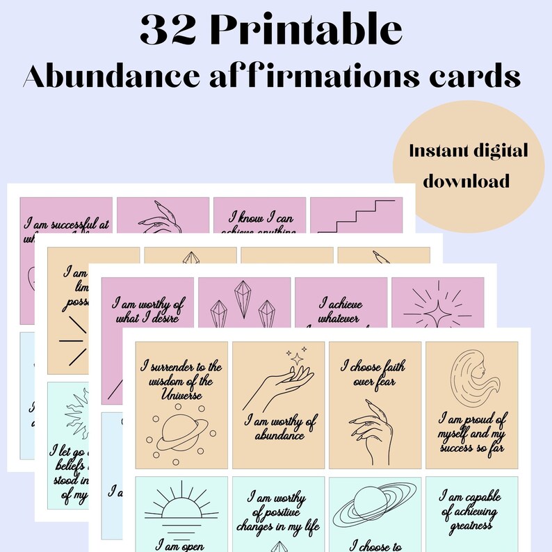 Abundance Affirmations Printable Cards Manifest Abundance - Etsy