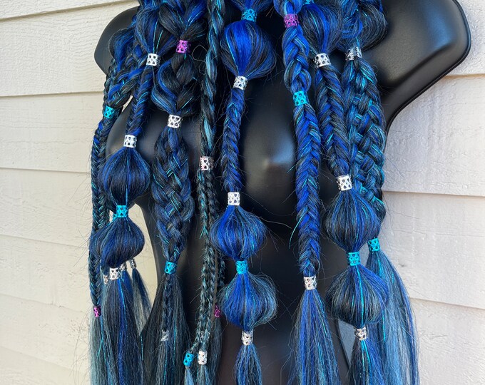 BASS BABE Festival Braids Black Red Blue Pink Green Hair - Etsy