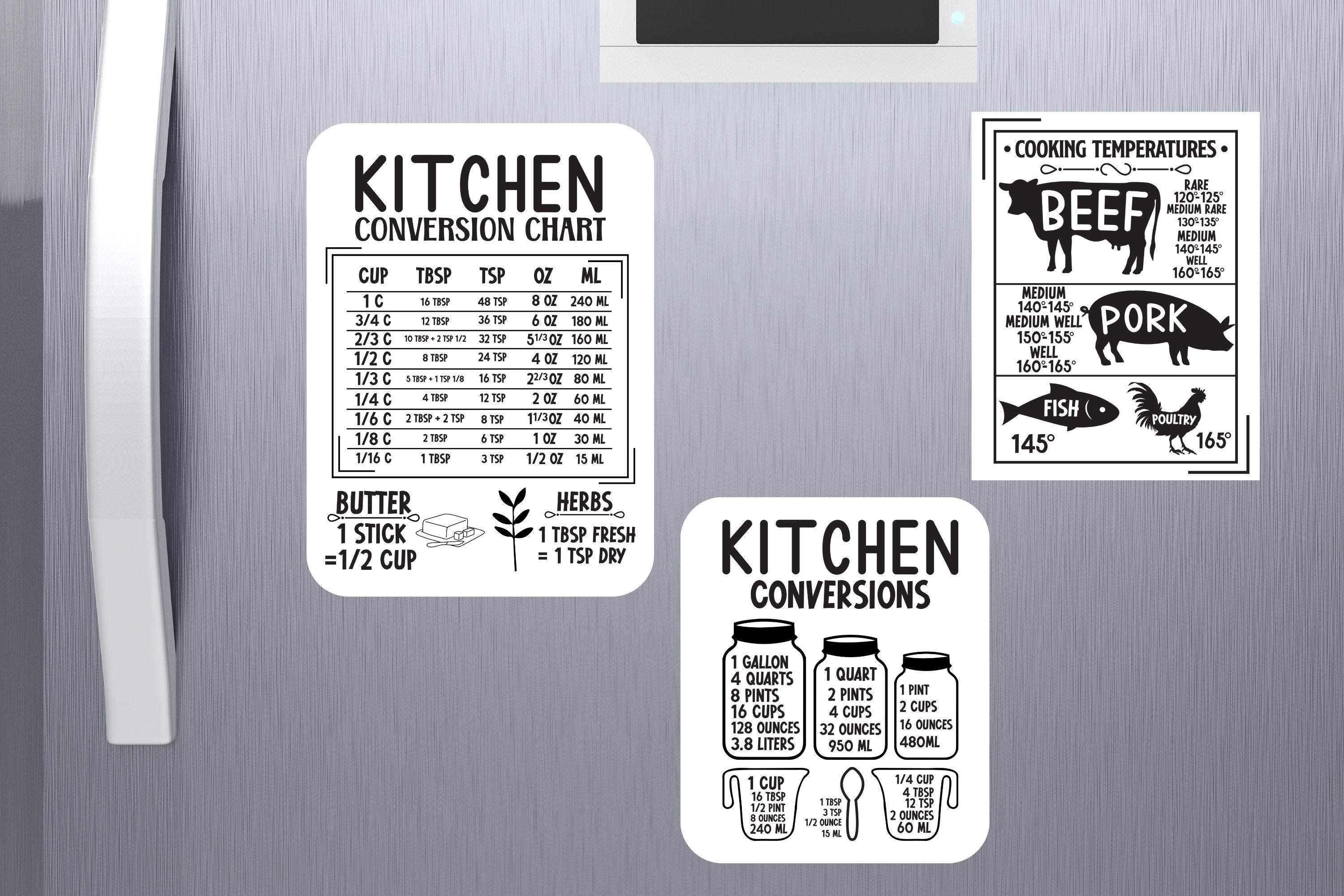 Kitchen Conversion Chart Bundle, Kitchen Conversion Chart, Wood Sign ...