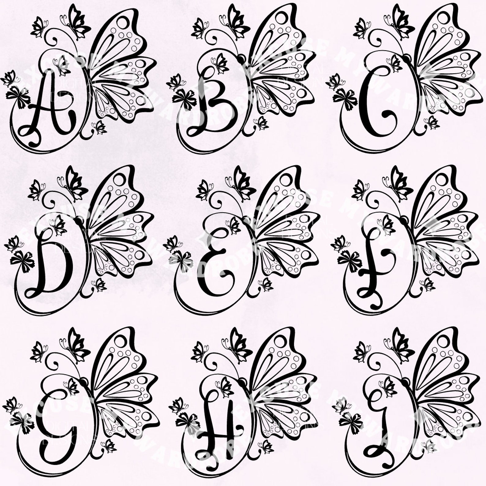 Butterfly Monogram Font, Butterfly Svg, Butterfly Svg Bundle, Butterfly ...