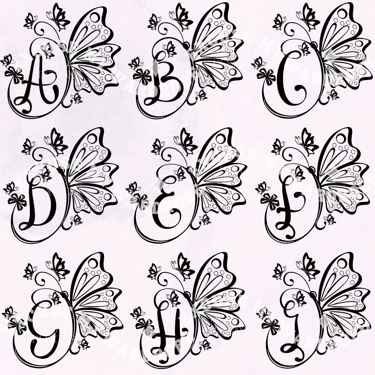 Butterfly Monogram Font Butterfly Svg Butterfly Svg Bundle - Etsy
