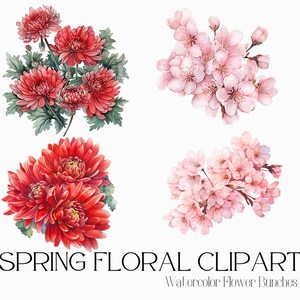 Spring Floral Clipart - 80 Floral Clipart Images in PNG Format - Etsy