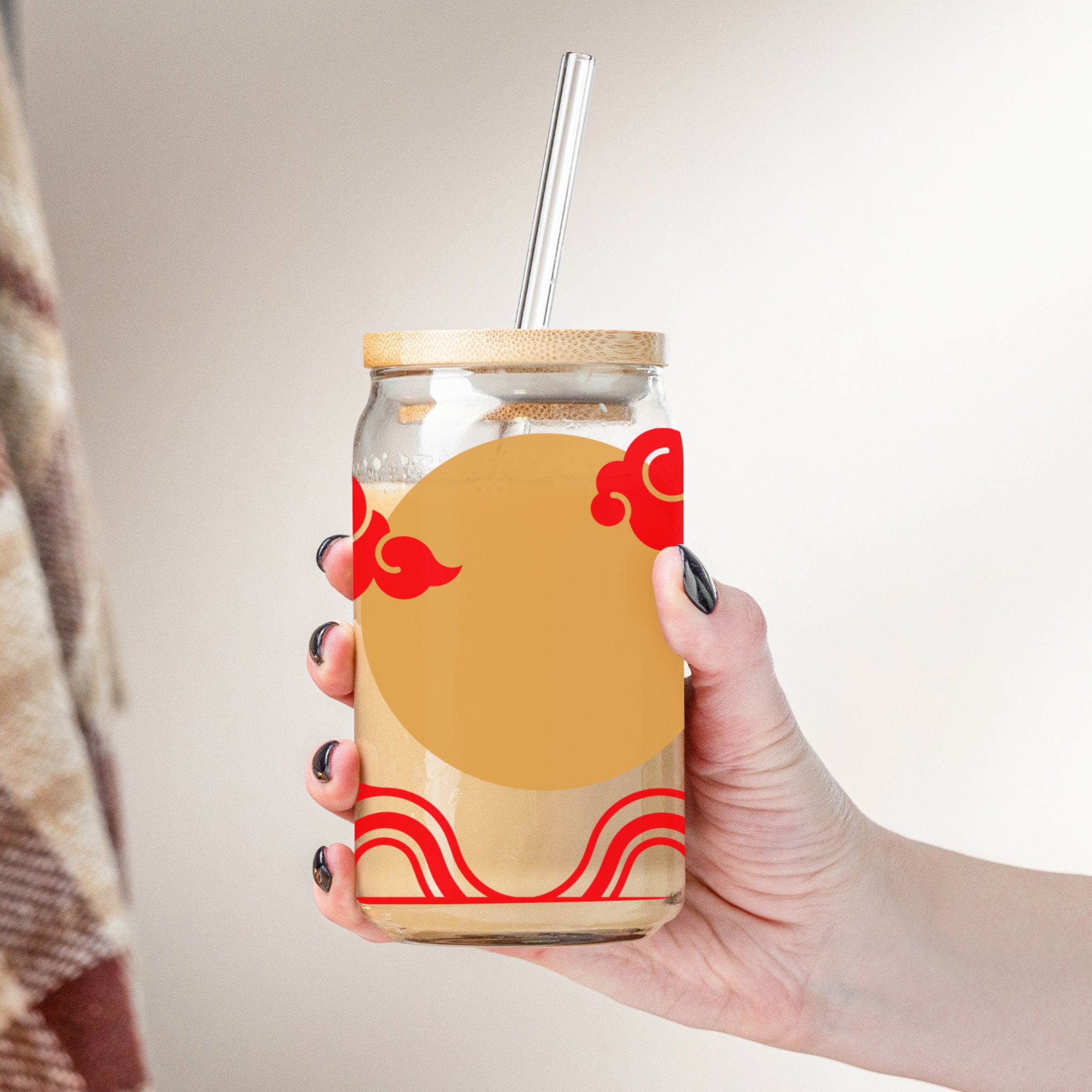 Japanese Anime Clouds Iced Coffee Cup, Anime Glass Cup, Anime, Anime ...