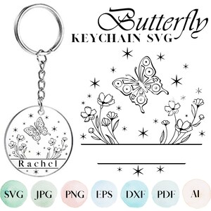 Butterfly Keychain SVG, Butterfly SVG, Keychain Svg, Monogram Svg ...