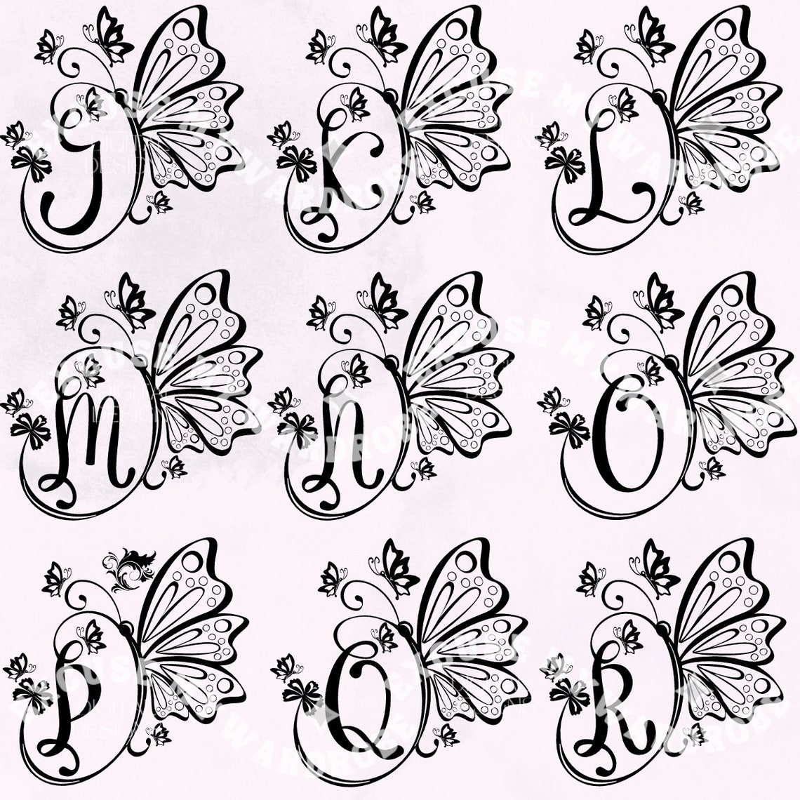 Butterfly Monogram Font Butterfly Svg Butterfly Svg Bundle - Etsy