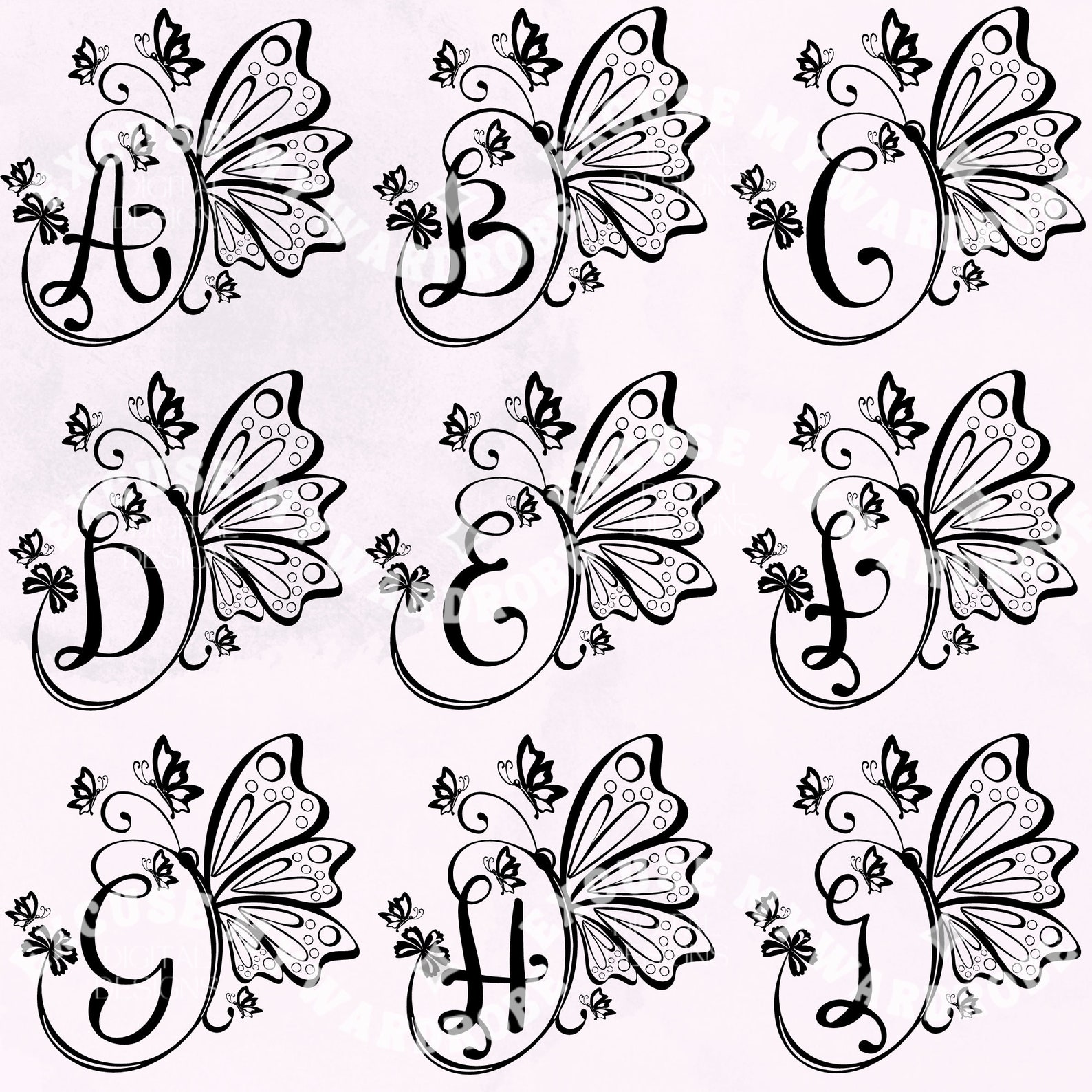 Butterfly Monogram Font Butterfly Svg Butterfly Svg Bundle - Etsy