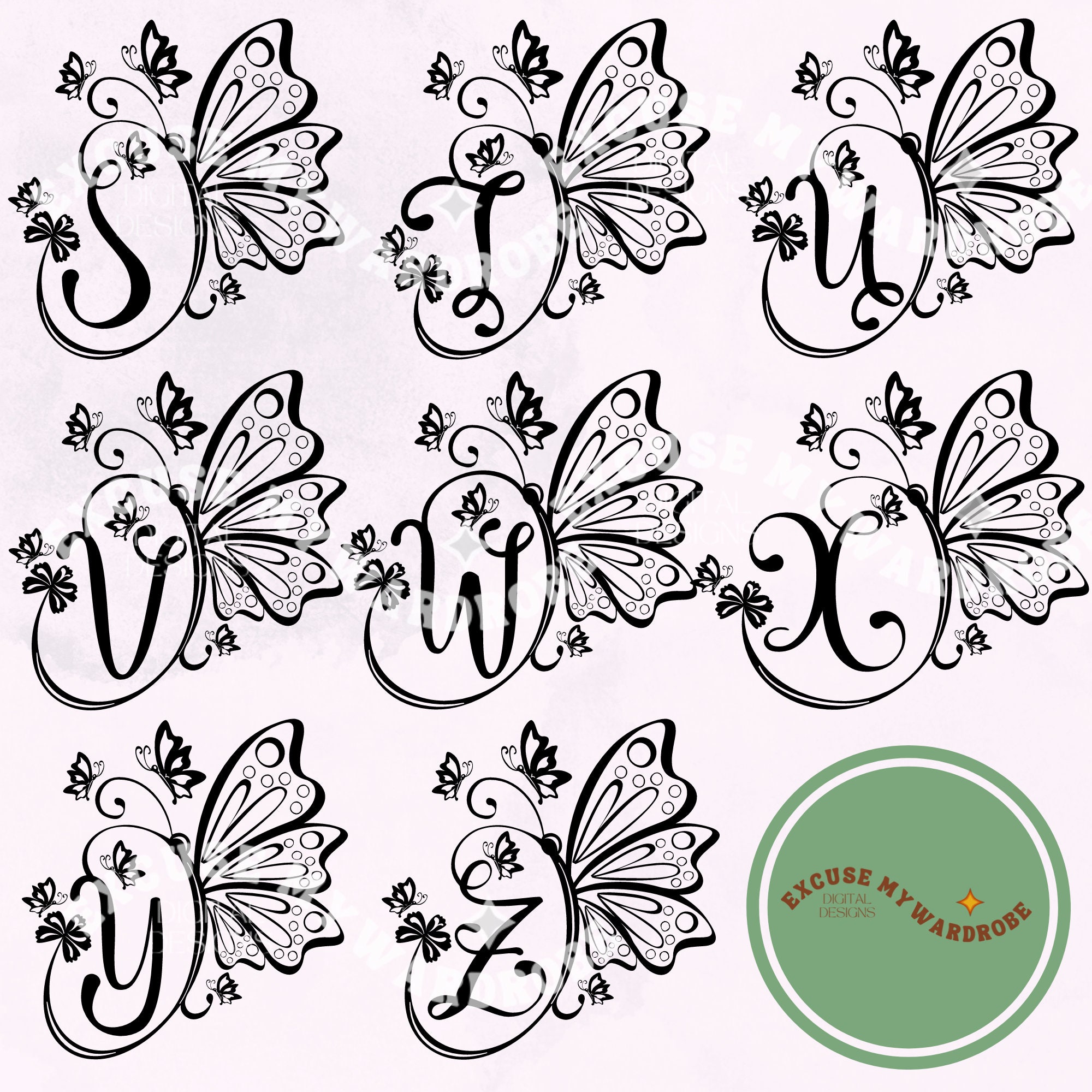 Butterfly Monogram Font Butterfly Svg Butterfly Svg Bundle - Etsy