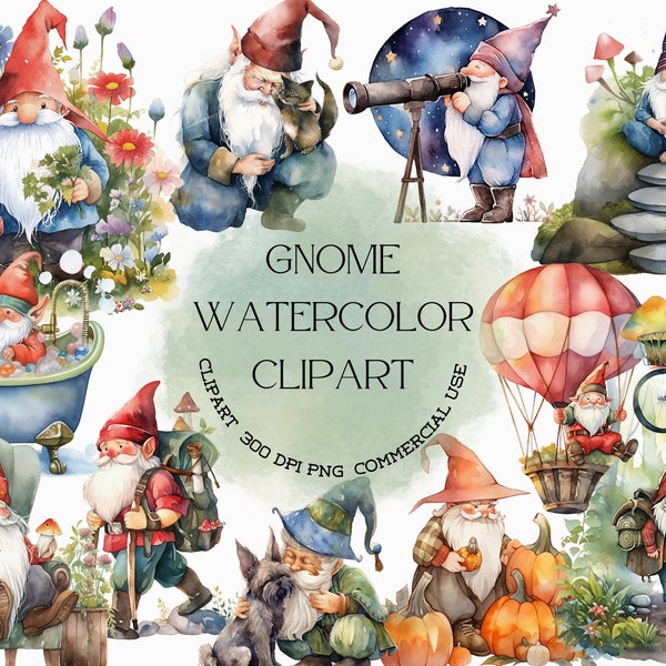 Watercolor Gnomes Clipart - Etsy