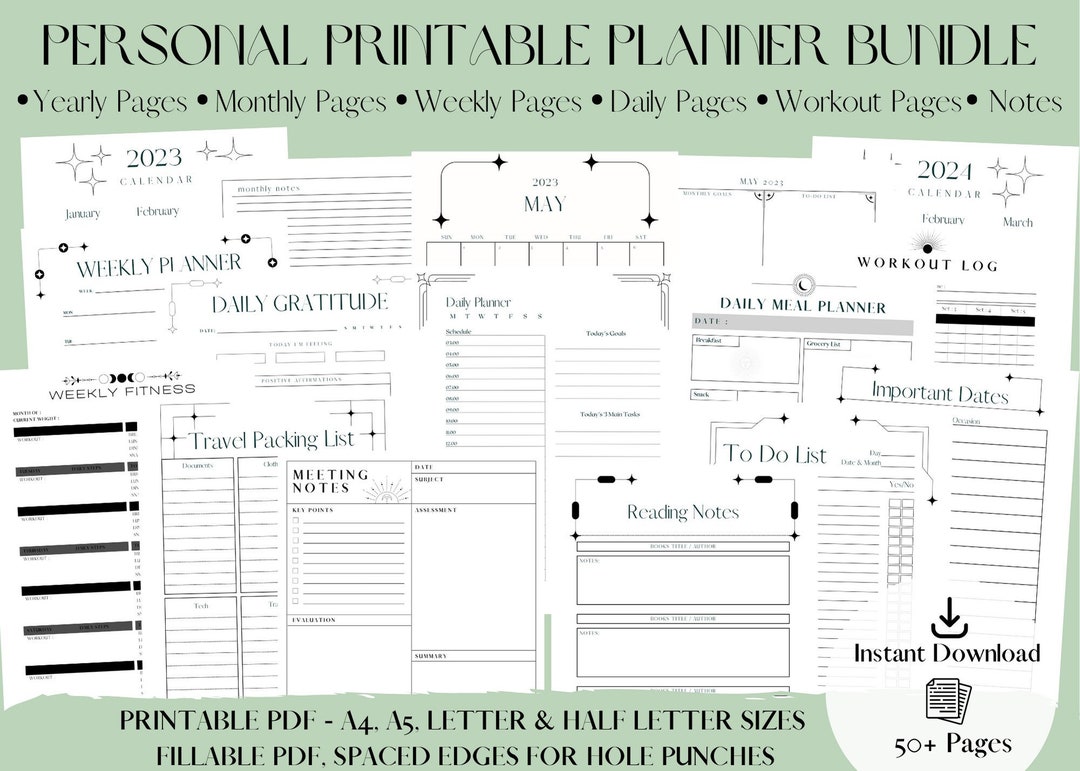 Celestial Planner, Printable Planner, Workout Planner, Personal Planner ...