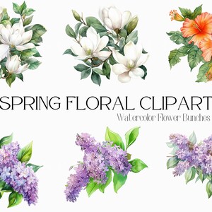 Spring Floral Clipart - 80 Floral Clipart Images in PNG Format - Etsy