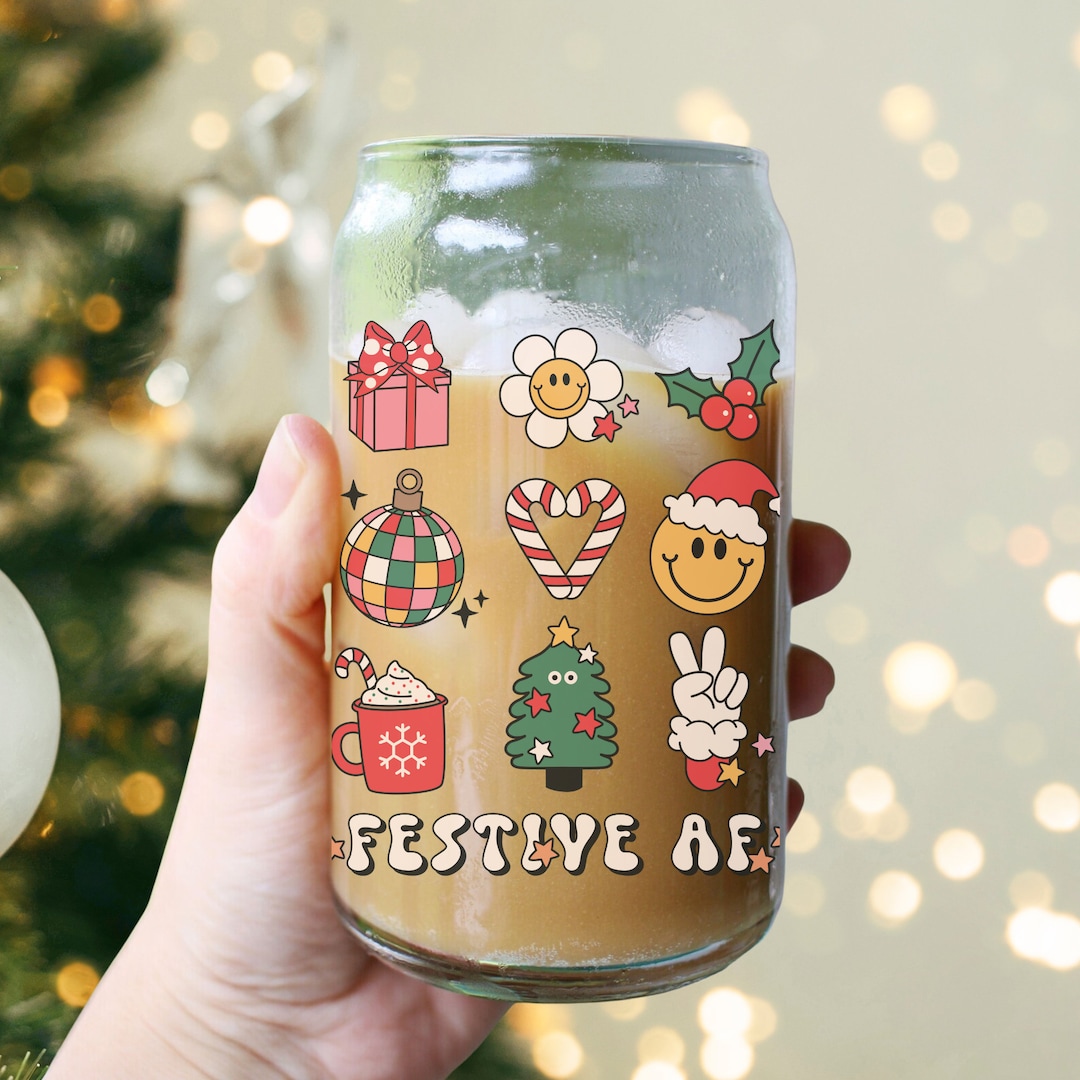 Festive AF Iced Coffee Cup, Cute Christmas Cup, Secret Santa, Unique ...
