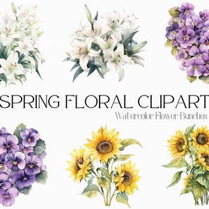 Spring Floral Clipart - 80 Floral Clipart Images in PNG Format - Etsy