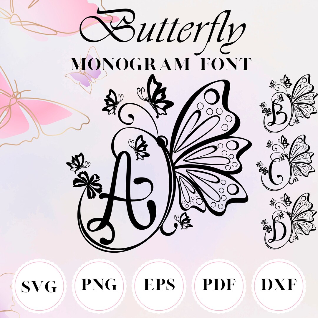 Butterfly Monogram Font Butterfly Svg Butterfly Svg Bundle - Etsy Australia