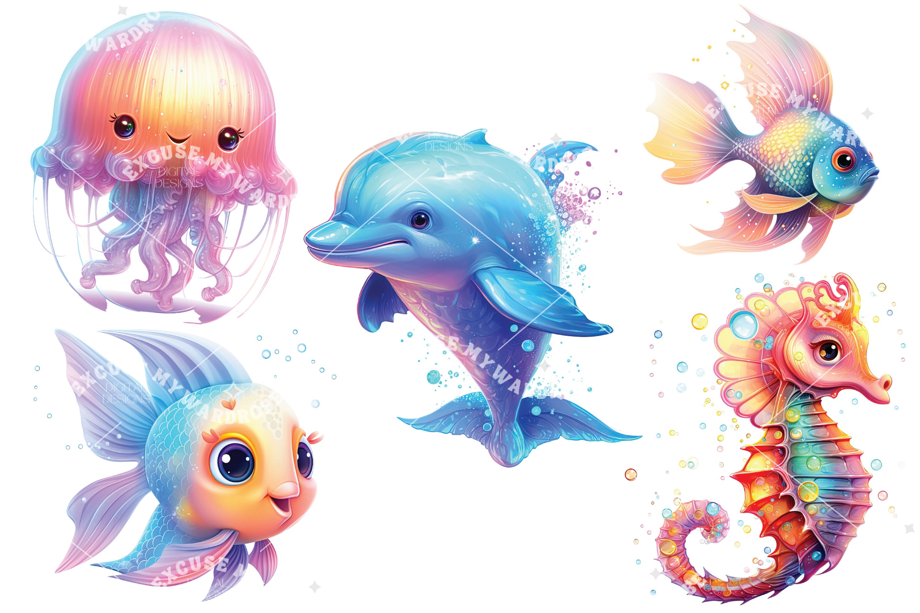 Mermaid Clipart Underwater Glitter Dolphin Mermaid PNG Sea - Etsy