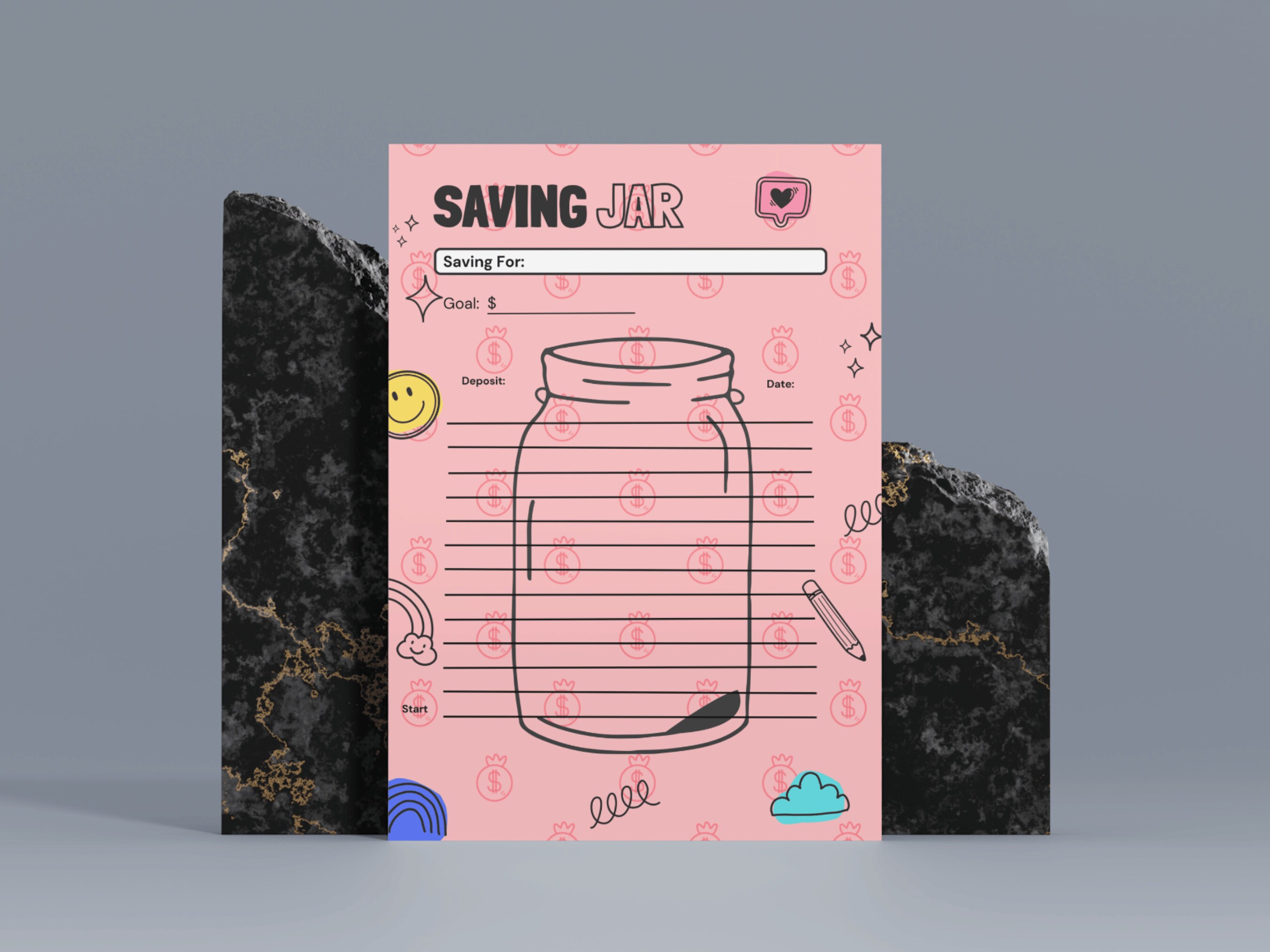 Pink Saving Jar Saving Challenge Printable Saving Tracker Saving ...