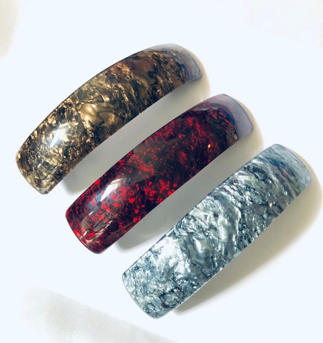 Long Acrylic Shimmer Hair Barrette| L-french Barrette| 4 Inch Geometric ...