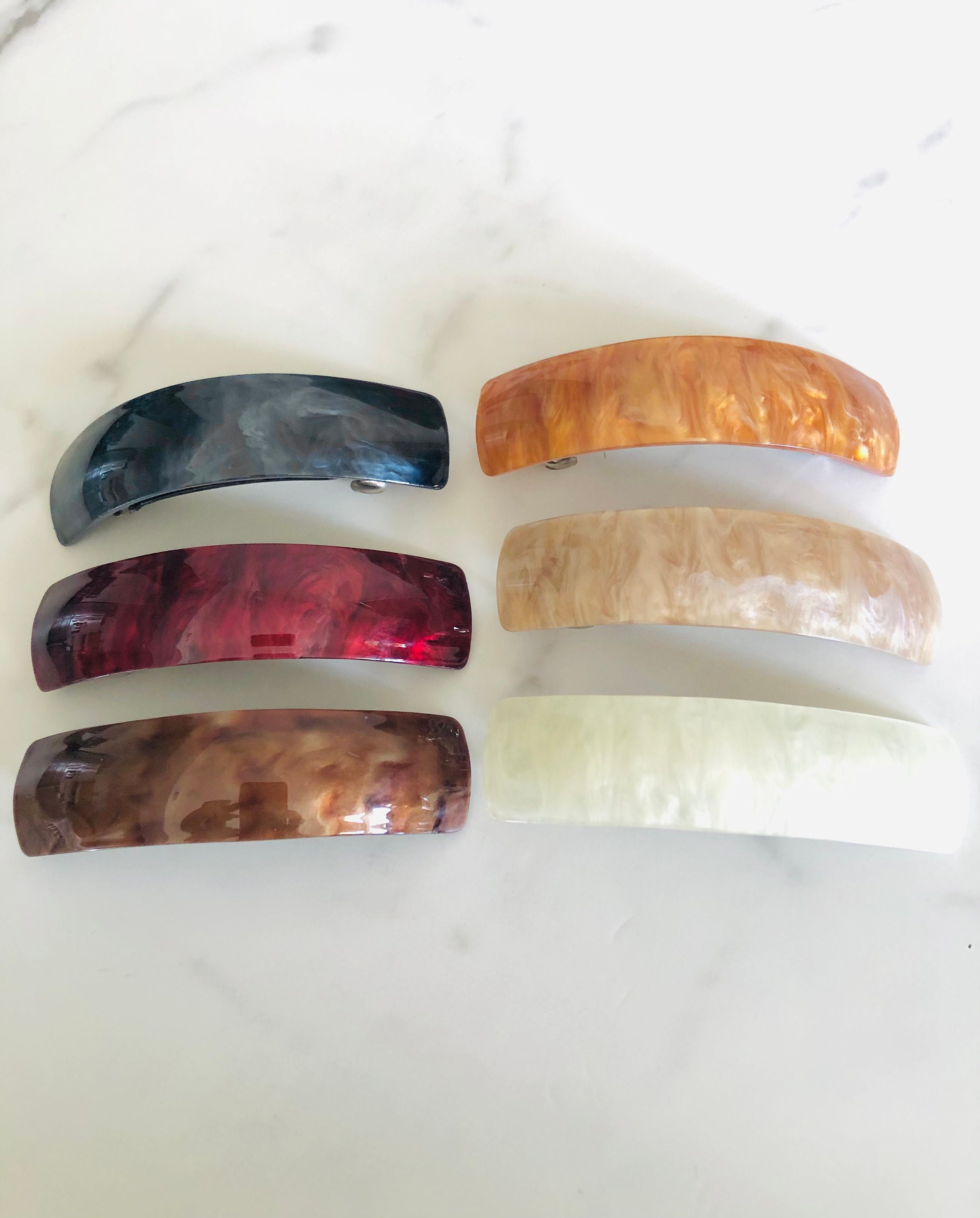 3 PC 4'' Non-slip Resin Hair Barrette L-french Barrettegeometric Hair ...