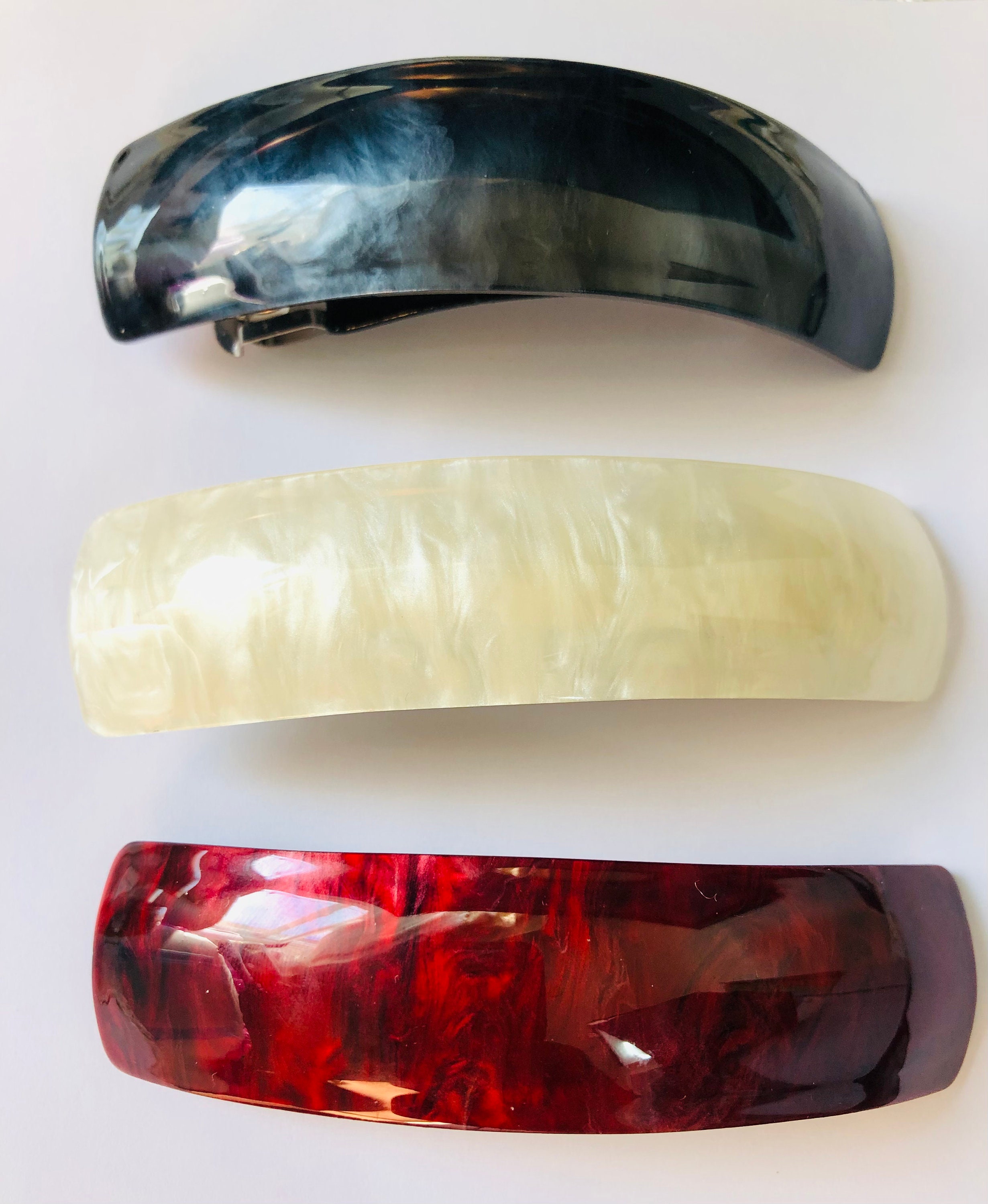 3 PC 4'' Non-slip Resin Hair Barrette L-french Barrettegeometric Hair ...