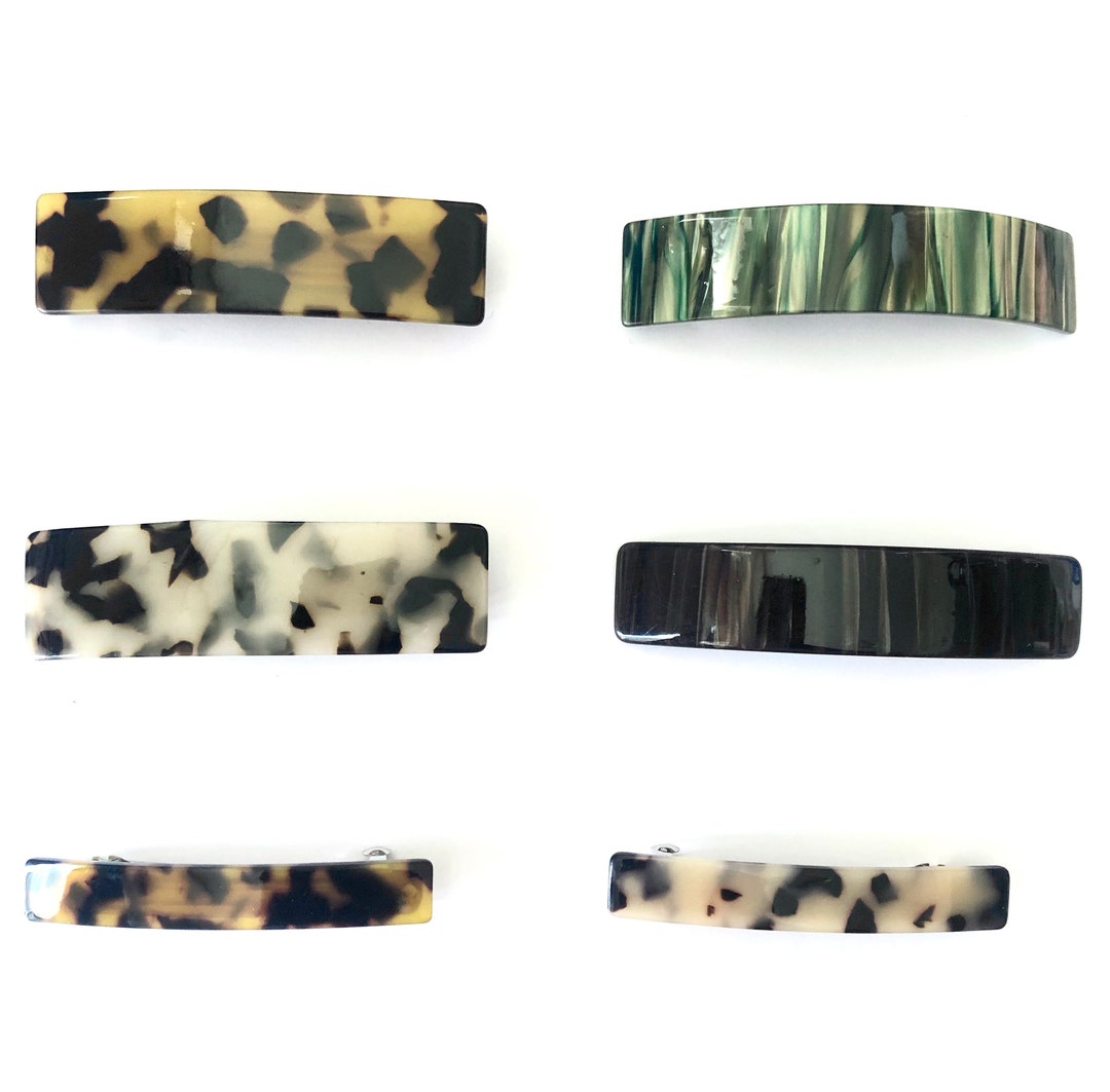 4 Non-slip French Barrette Tortoise Shell Hair Clip Barrette Geometric ...