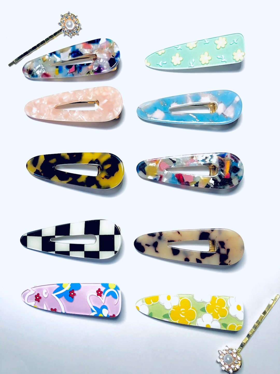 Acetate Hair Clips | Teardrop Medium Barrette| Side Part Hair Clip ...