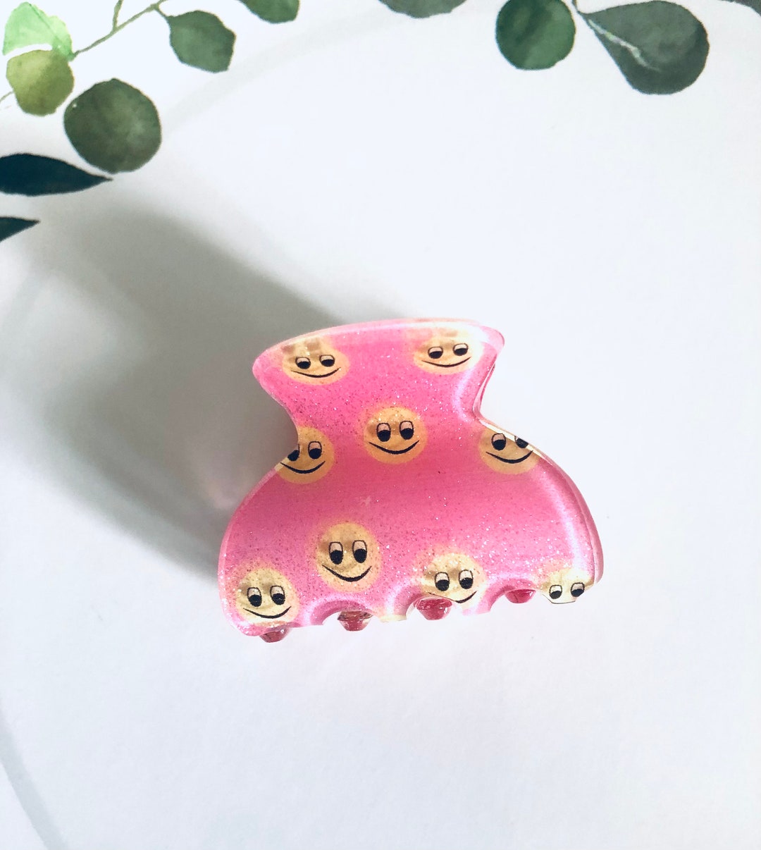 Smiley Face Hair Claw Clip | Acrylic Resin Small Clip - Etsy