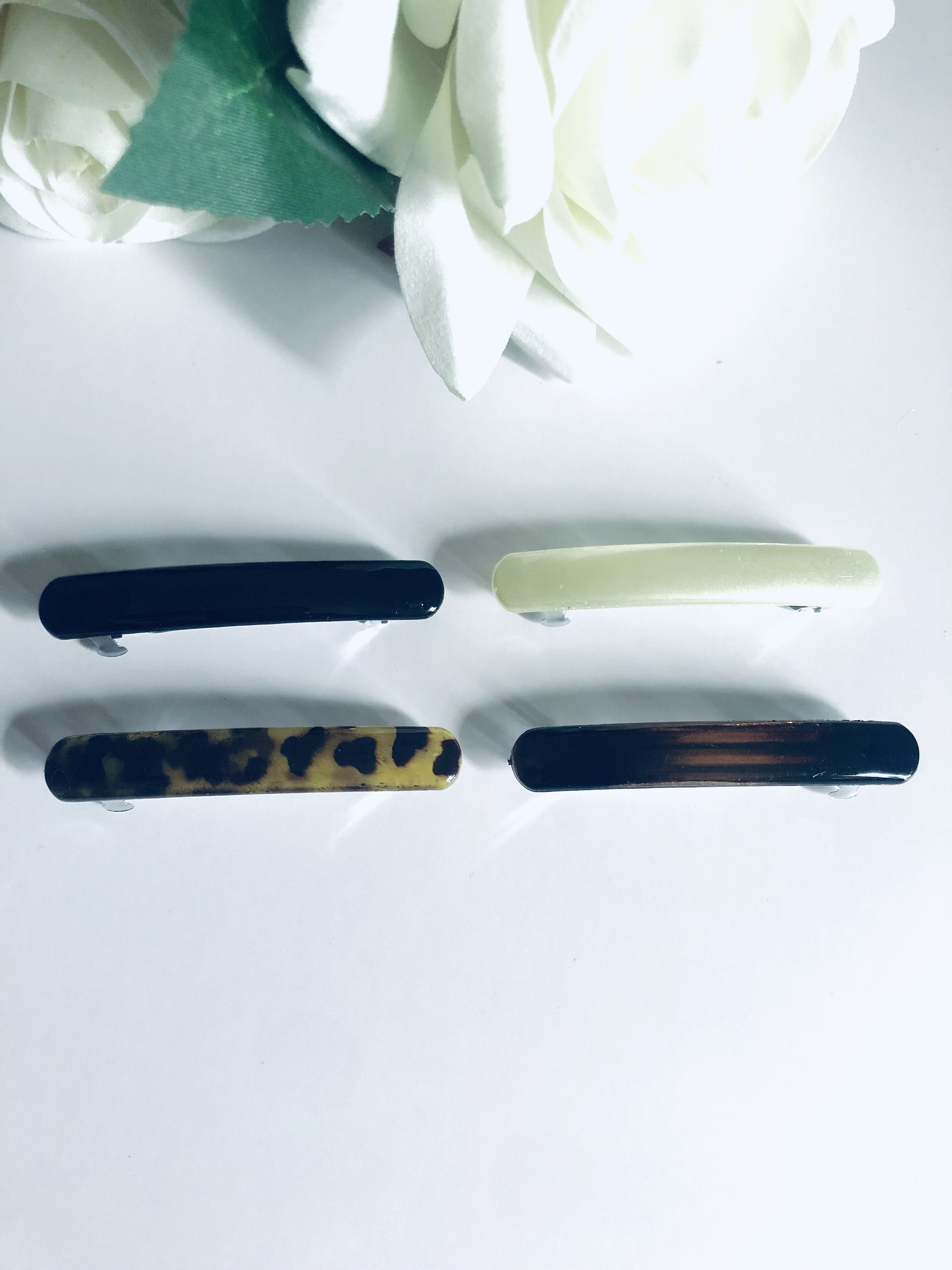 4 PC Long Bar French Barrette Minimalist Barrette Long Tortoise Shell ...
