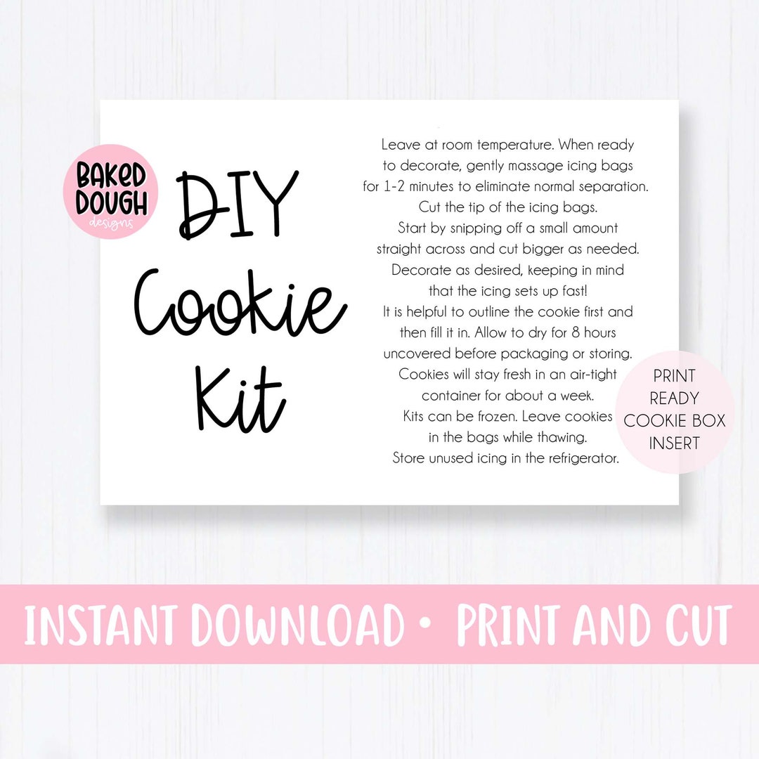 Printable DIY Cookie Kit Insert Instant Download Backing Card Cards Tag ...