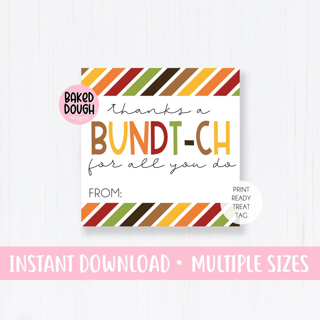 Printable Fall Bundt Cake Thank You Teacher Tags, Appreciation ...