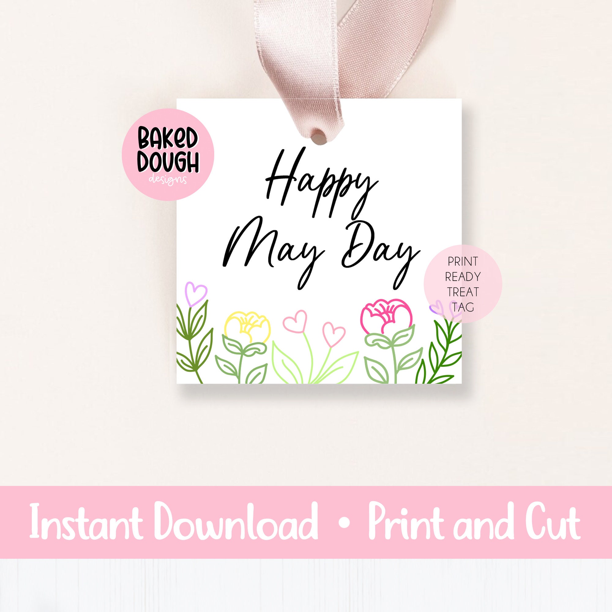 Printable May Day Tag, Instant Download, Flowers, Floral, Fun, Modern ...