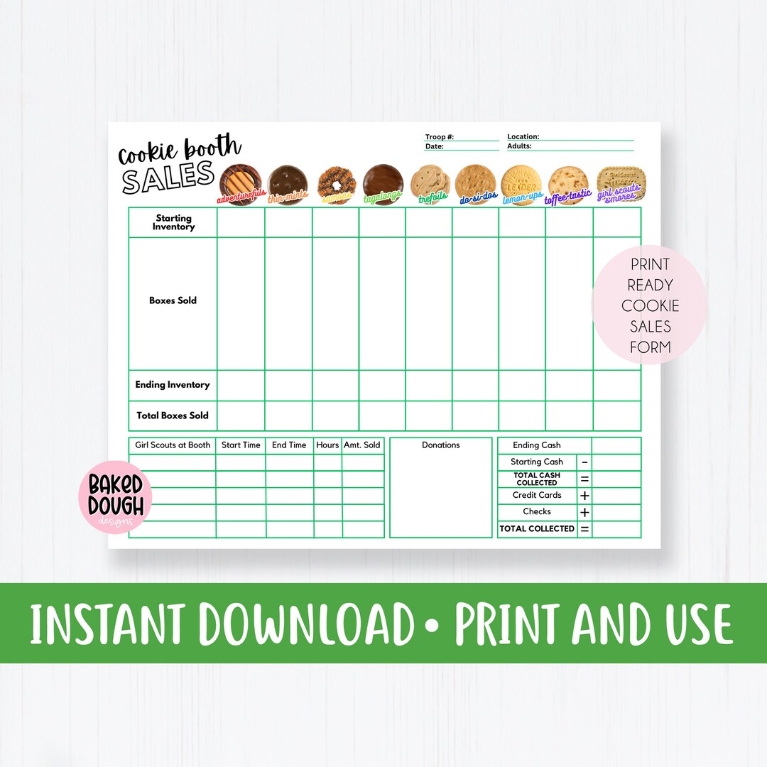 Printable Girl Scout Cookie Booth Sales Digital Download Cookie Cookies ...