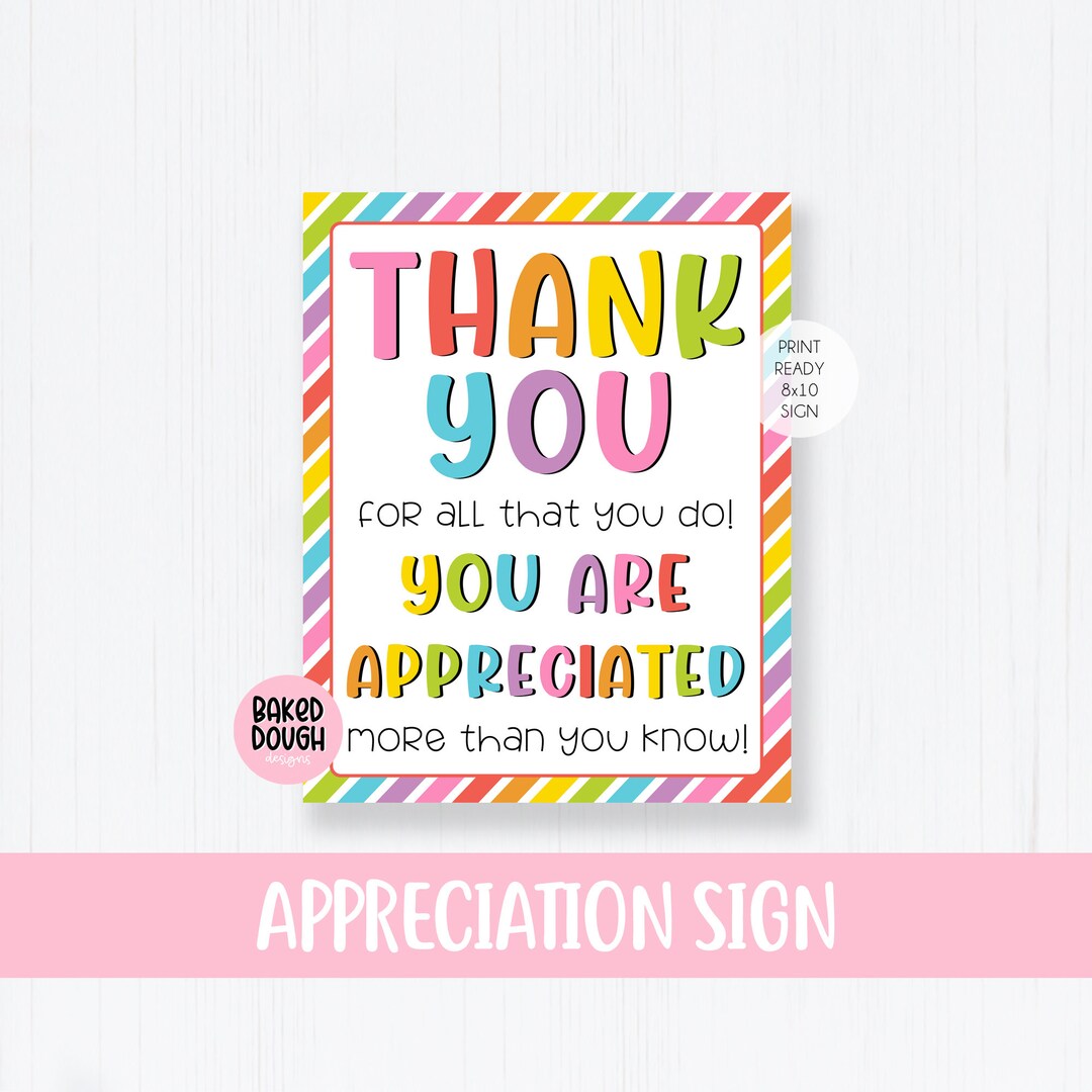 Printable Appreciation Sign - Teacher Teachers Nurse Nurses Coworkers ...