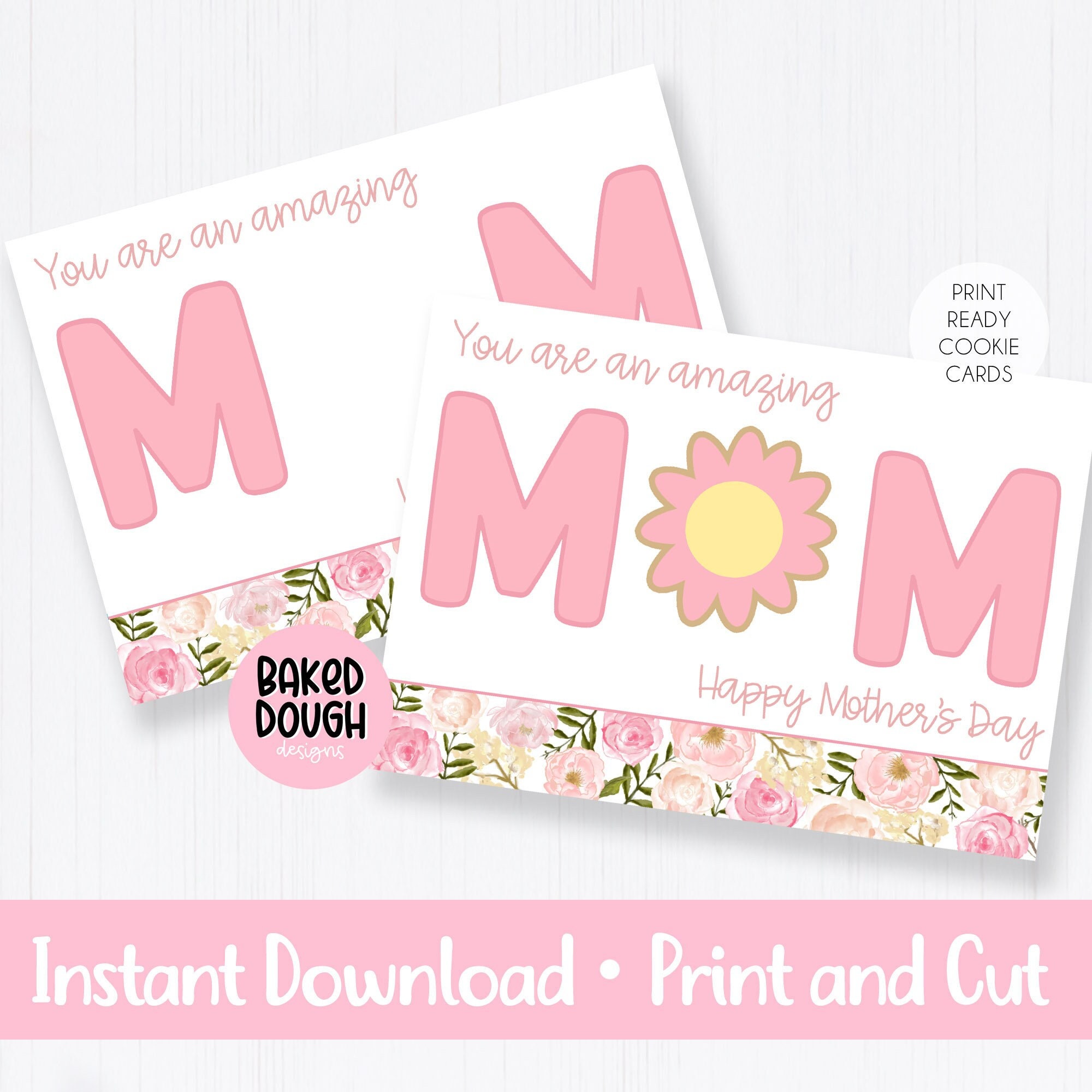 Printable Amazing MOM Mother's Day Cookie Card Cute Red Pink Best Mommy ...