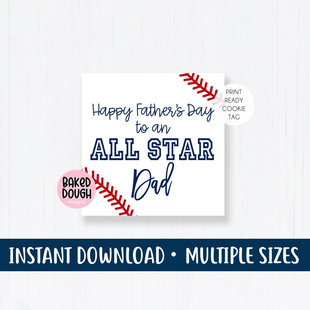 Printable Father's Day Baseball Cookie Tags All Star Dad Sugar Tag Tags ...